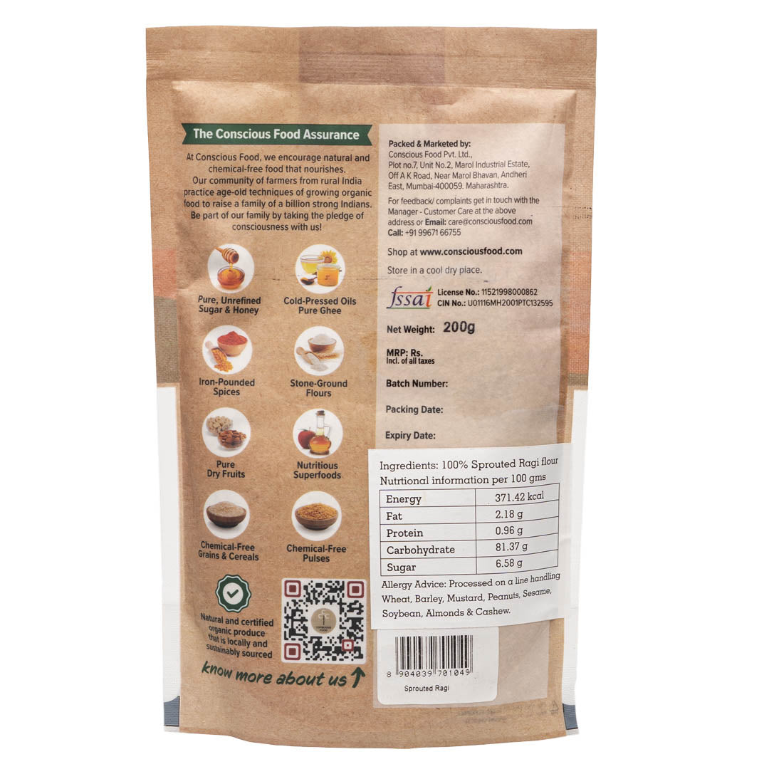 Buy Organic Sprouted Ragi Atta Online in India | Conscious Food ...