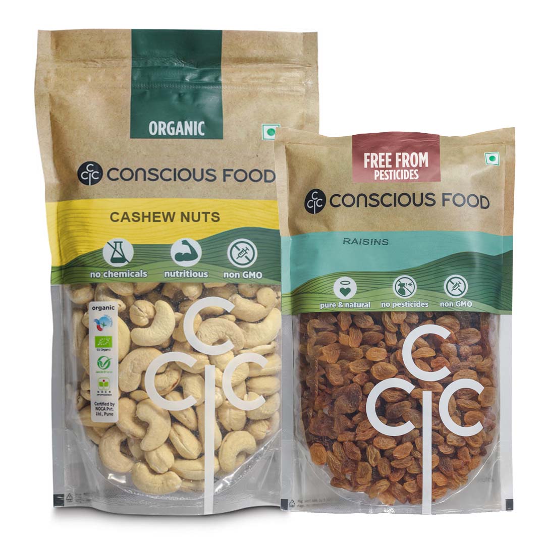 Pack of Cashews - 500g & Raisins - 250g – Conscious Food Pvt Ltd