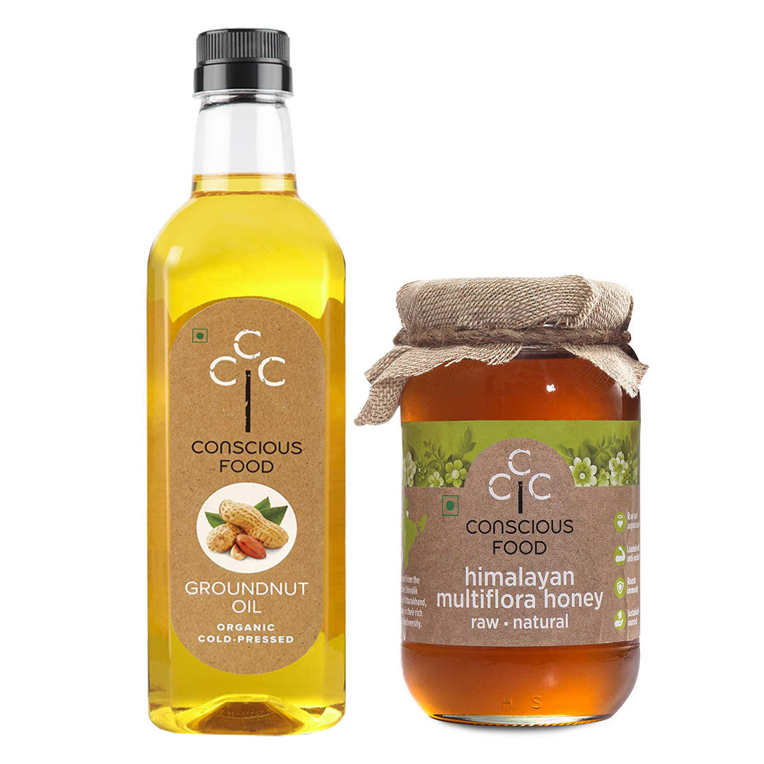 Pack of Groundnut Oil - 1L & Himalayan Multiflora Honey - 500g ...