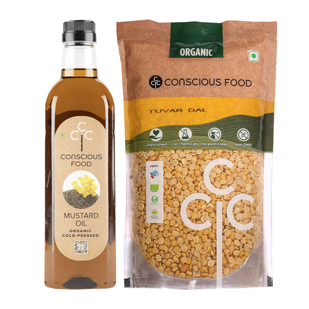 Pack of Mustard Oil - 1L & Tuvar Dal - 1kg – Conscious Food Pvt Ltd